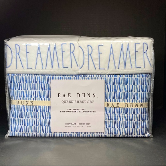 Rae Dunn | Bedding | Dreamer Queen Size Fitted Flat Sheets Pillowcases ...